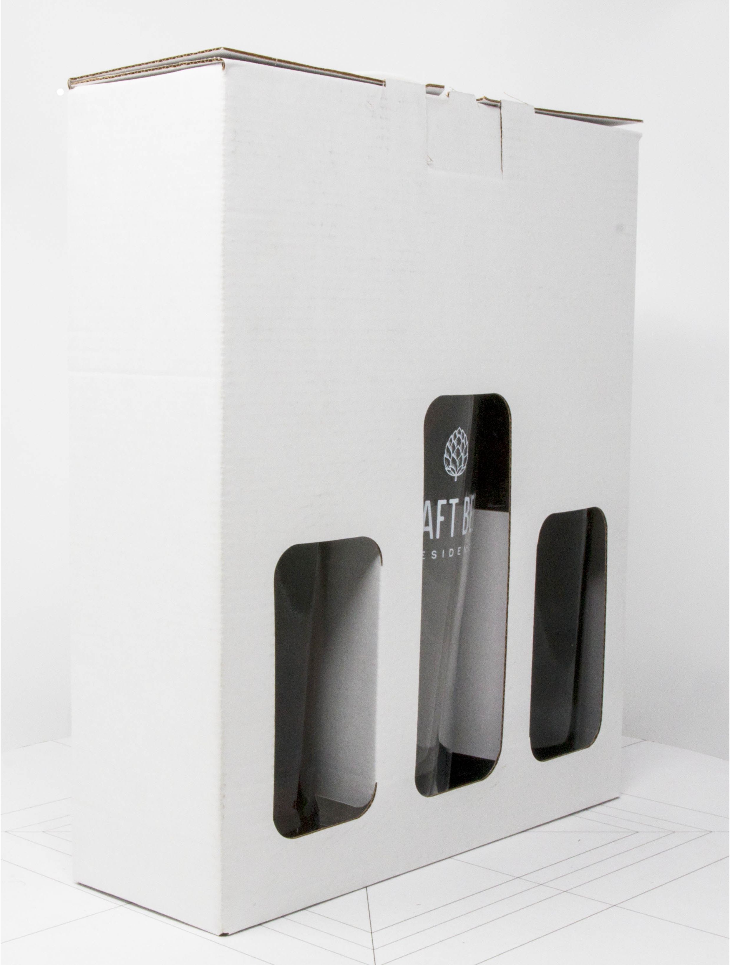 Bottle Boxes :: 3 x 500ml with plastic handle - Raised window - Printed ...